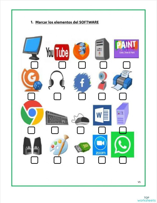 Elementos del Software. Ficha interactiva | TopWorksheets