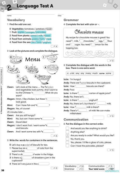 Go getter 2 Language test 2A (30). Interactive worksheet | TopWorksheets