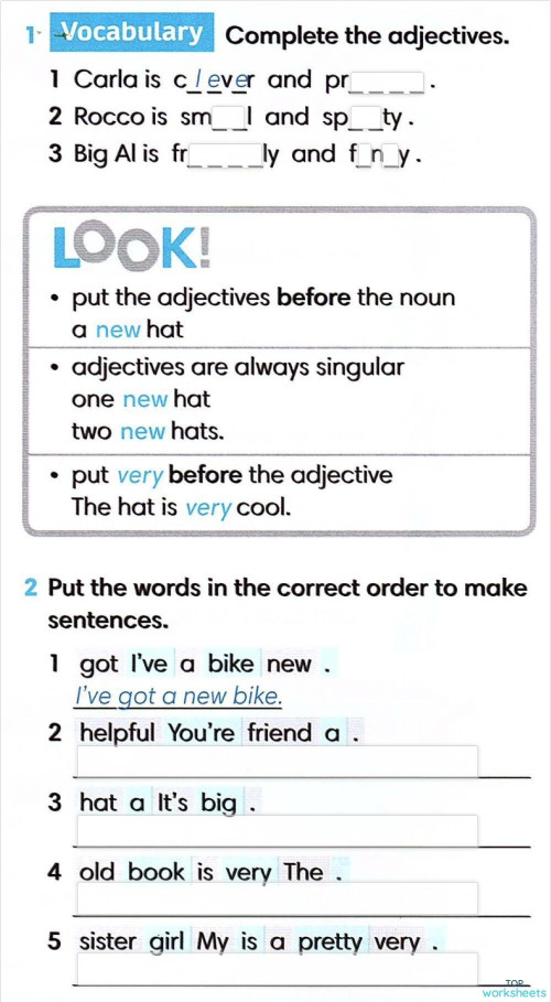 GG2 Unit 0 Adjectives + possessive adjectives. Interactive worksheet ...