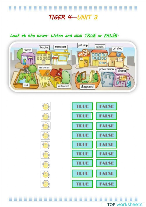 Tiger 4 - unit 3 - prepositions of place. Interactive worksheet ...