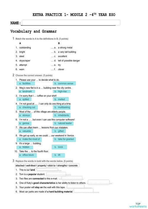 Vocabulary 2. Interactive worksheet | TopWorksheets