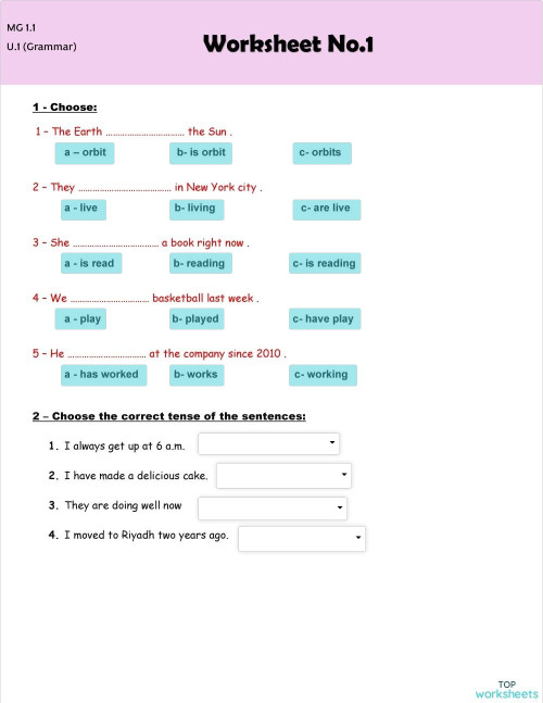 Grammar: interactive worksheets and online exercises | TopWorksheets