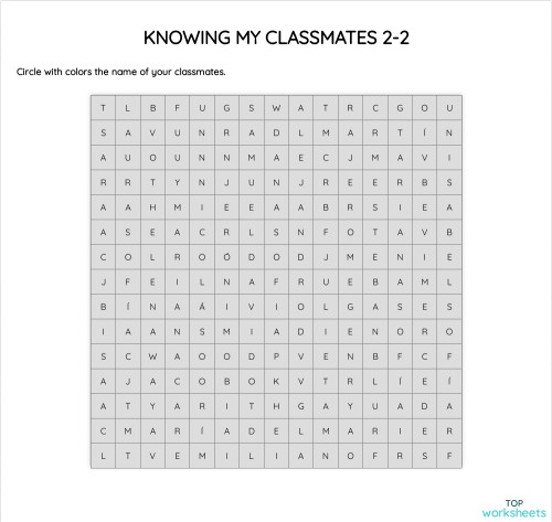 KNOWING MY CLASSMATES 2-2. Interactive worksheet | TopWorksheets