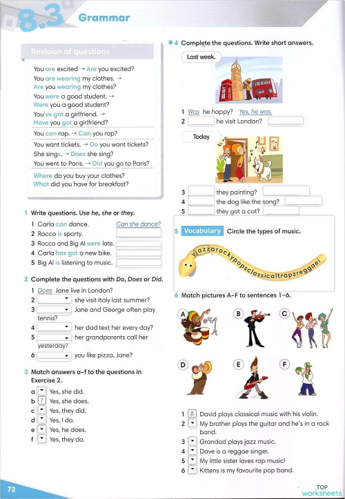 GG2 WB 8.3 p.72. Interactive worksheet | TopWorksheets
