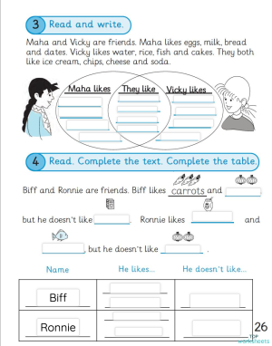 likes and dislikes. Interactive worksheet | TopWorksheets