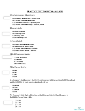 REVISION ON RATIO ANALYSIS. Interactive worksheet | TopWorksheets