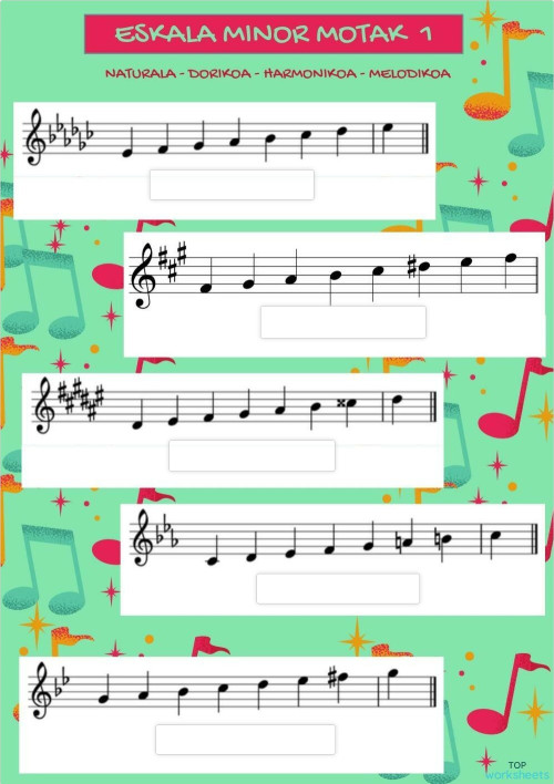 Eskala Minor Motak 1. Interactive worksheet | TopWorksheets