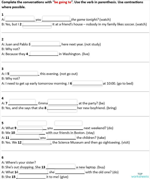 Be Going to (plans and intentions). Interactive worksheet | TopWorksheets
