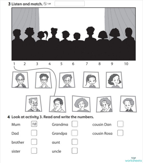 Family listening. Interactive worksheet | TopWorksheets