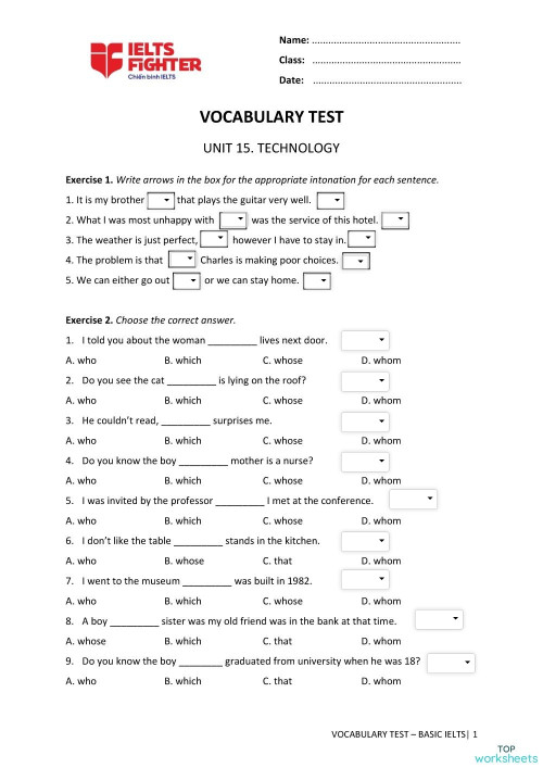 BASIC_VOCAB15. Interactive worksheet | TopWorksheets