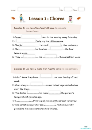 Lesson 1 (Exercise 1: Filling in the blanks.). Interactive worksheet ...