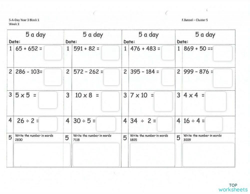 mathscellent week 3. Interactive worksheet | TopWorksheets