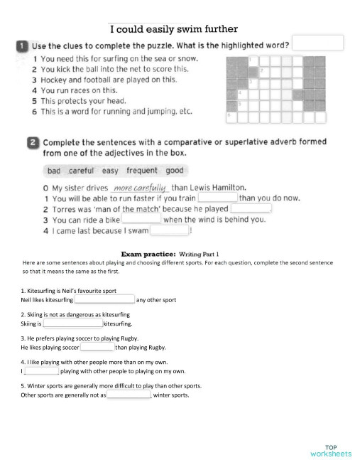 ACT 5-I COULD EASILY SWIM FURTHER (2ND TERM). Interactive worksheet ...