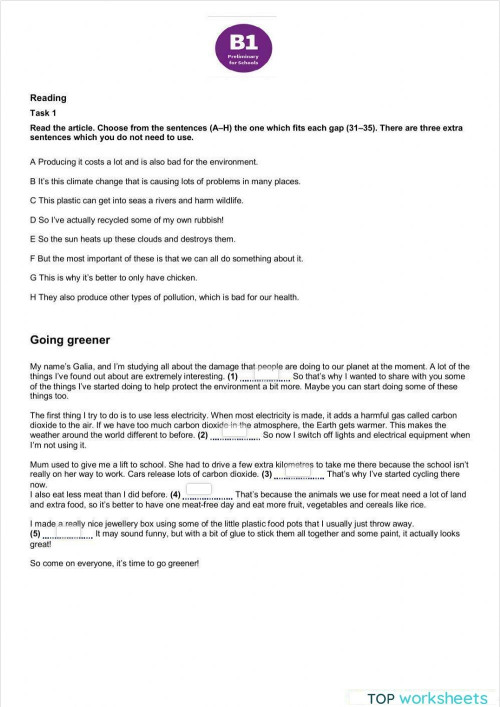 GE B1 End of Term Reading. Interactive worksheet | TopWorksheets