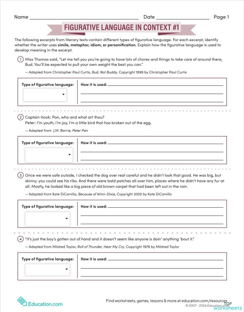 Literature: interactive worksheets and online exercises | TopWorksheets