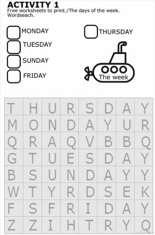 Days of the week. Interactive worksheet | TopWorksheets