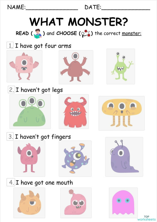 What monster?. Interactive worksheet | TopWorksheets