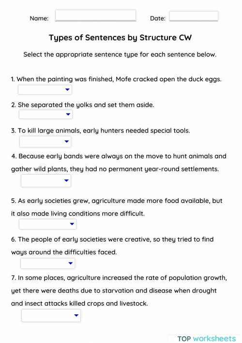 Types Of Sentences By Structure Interactive Worksheet TopWorksheets Types Of Sentences By Structure Interactive Worksheet TopWorksheets