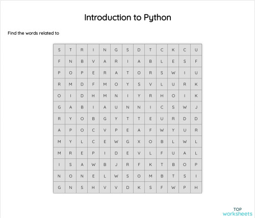 Introduction to Python. Interactive worksheet | TopWorksheets