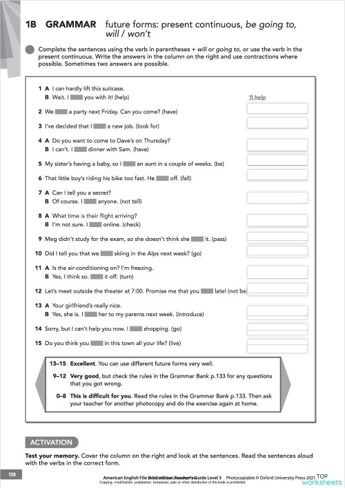 Future Forms Will Be Going To Present Continuous Interactive