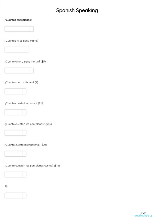 Spanish Speaking. Ficha interactiva | TopWorksheets