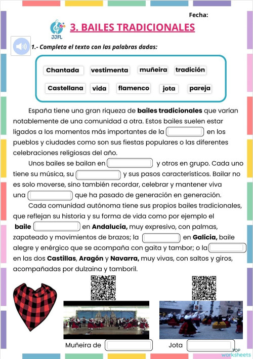 3. Bailes tradicionales. Ficha interactiva | TopWorksheets