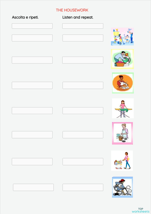 THE HOUSEWORK. Interactive worksheet | TopWorksheets