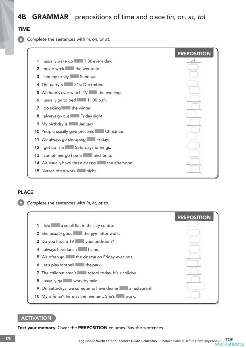 4B Prepositions Grammar. Interactive worksheet | TopWorksheets