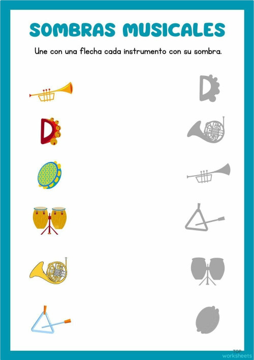 SOMBRAS MUSICALES. Ficha interactiva | TopWorksheets