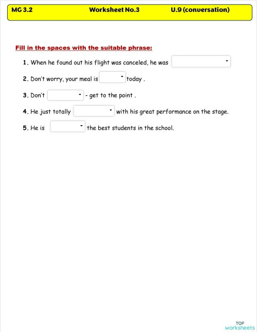 MG3.2 WS No.4 U.9 Conversation. Interactive worksheet | TopWorksheets