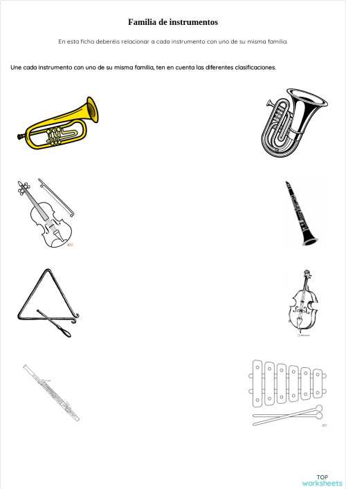 Familia de instrumentos. Ficha interactiva | TopWorksheets