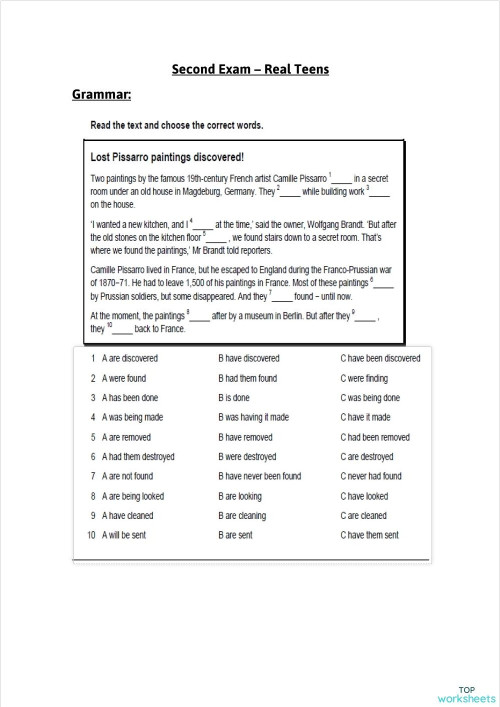Second Exam - Real Teens. Interactive worksheet | TopWorksheets