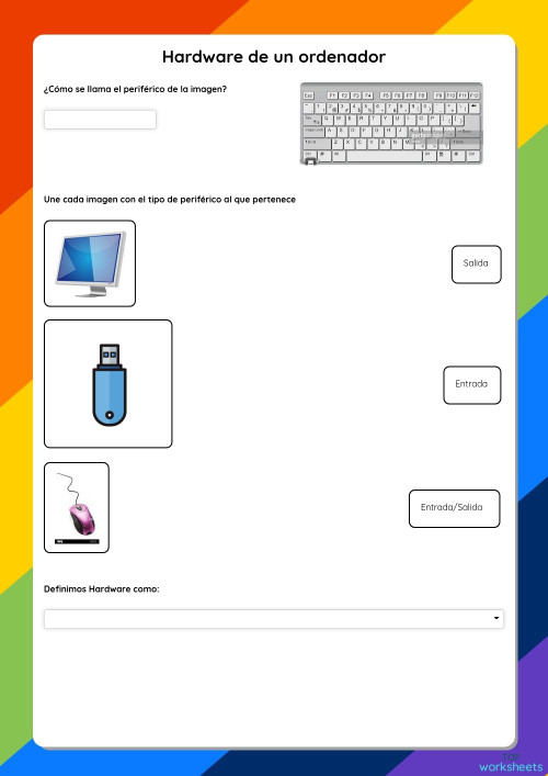 Hardware de un ordenador. Ficha interactiva | TopWorksheets