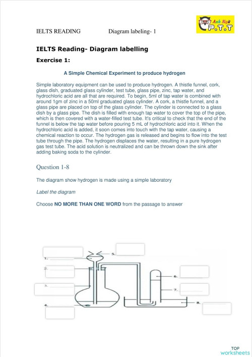 IELTS READING- DIAGRAM 1. Interactive worksheet | TopWorksheets