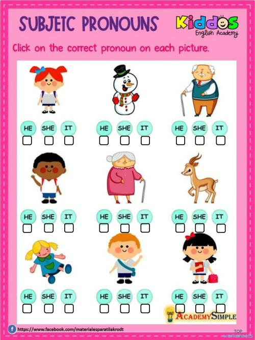 Subject Pronouns #2. Interactive worksheet | TopWorksheets