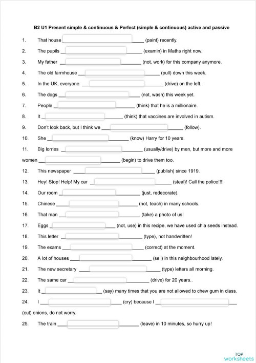 present simple vs present continuous. Interactive worksheet | TopWorksheets