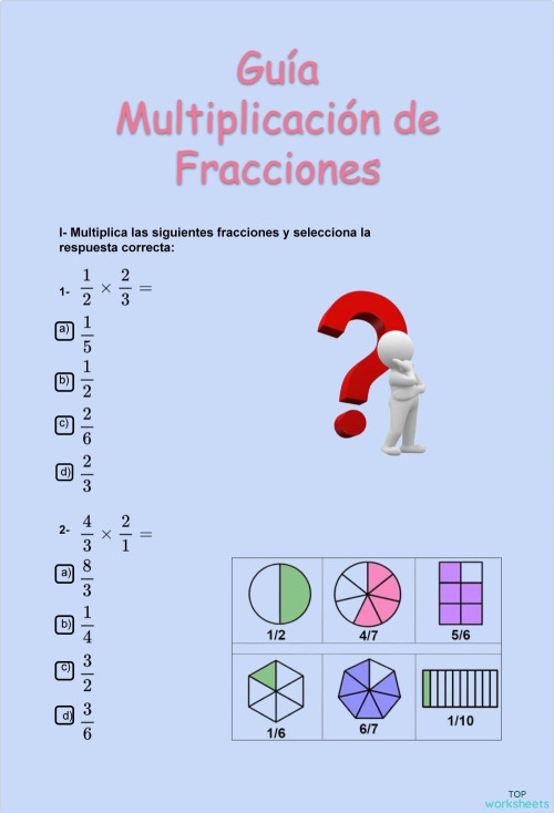 Guía Multiplicación de Fracciones. Ficha interactiva | TopWorksheets