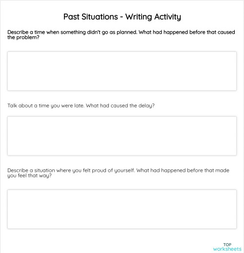 Past Situations - Writing Activity. Interactive worksheet | TopWorksheets