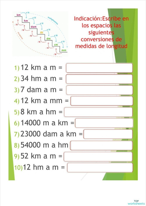 CONVERSIÓN MEDIDAS DE LONGITUD. Ficha interactiva | TopWorksheets