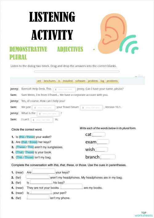 LISTENING ACTIVITY - SIMPLE PRESENT. Ficha interactiva | TopWorksheets