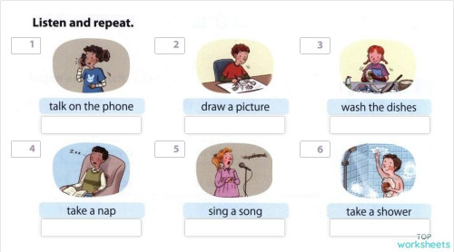 She’s drawing (dictation). Interactive worksheet | TopWorksheets