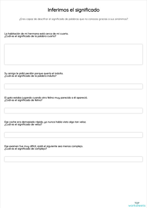 Inferimos el significado. Ficha interactiva | TopWorksheets
