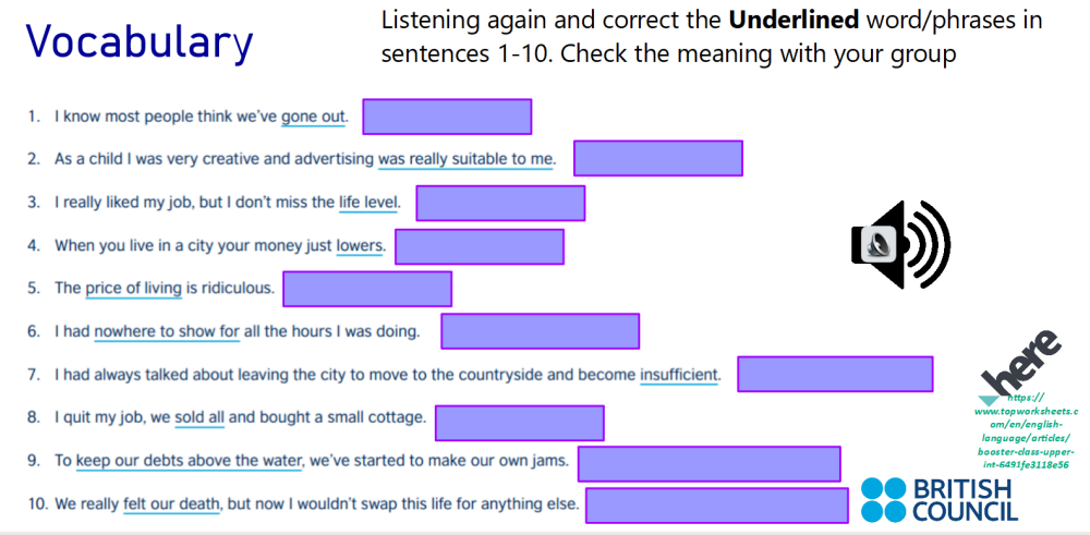 Booster class upper int. Interactive worksheet | TopWorksheets