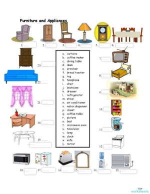 Furniture and Appliances. Ficha interactiva | TopWorksheets