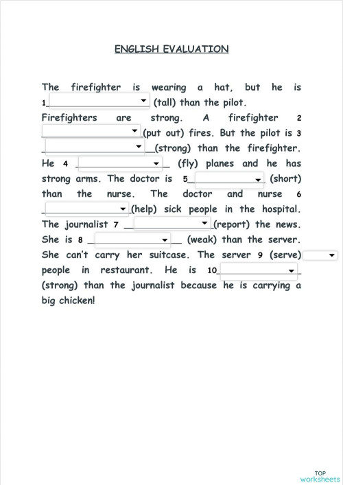 English evaluation 3rd grade. Ficha interactiva | TopWorksheets