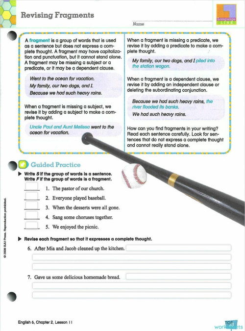 Fragment: interactive worksheets and online exercises | TopWorksheets