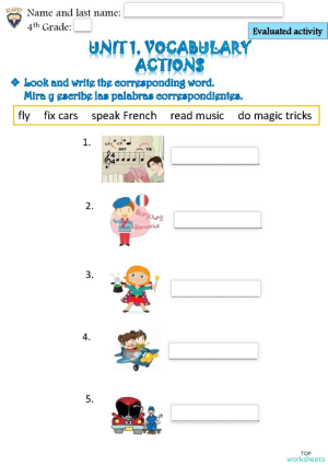 4th G. Unit 1. Vocabulary. Evaluated activity. Interactive worksheet ...