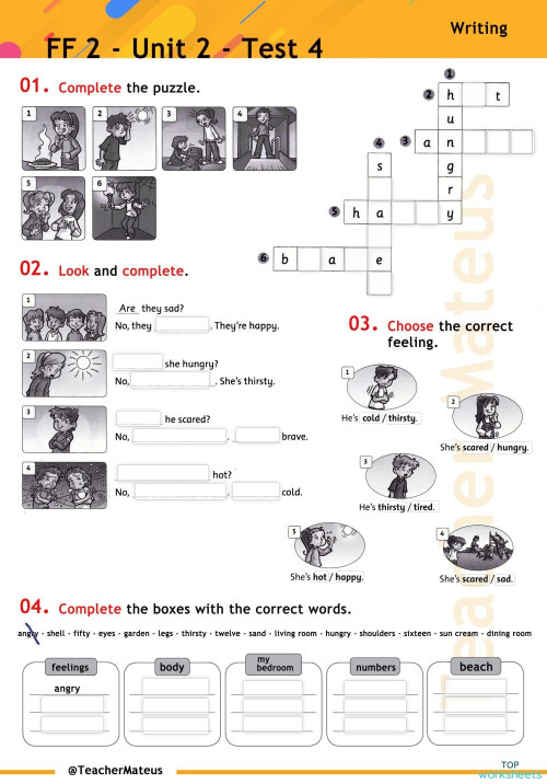 FF 2 - Unit 02 - Test 4 - Writing. Interactive worksheet | TopWorksheets