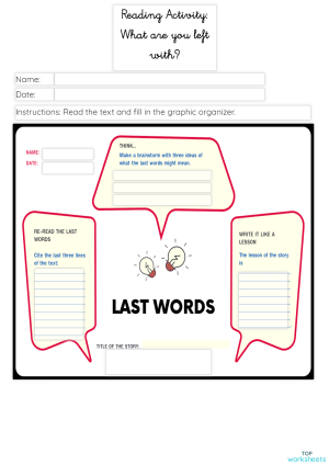 Last Words Worksheet - READING ACTIVITY. Interactive worksheet ...
