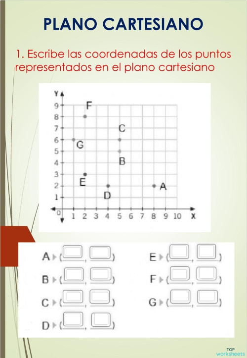 Coordenadas: fichas interactivas y ejercicios online | TopWorksheets